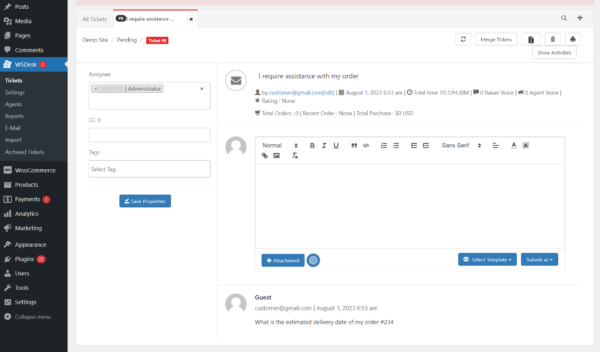 ELEX WordPress HelpDesk & Customer Ticketing System (WSDesk | Free) - ELEXtensions