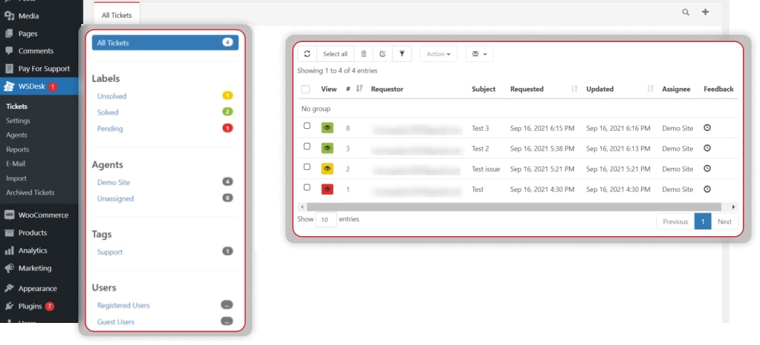 WSDesk - ELEX WordPress Helpdesk Plugin