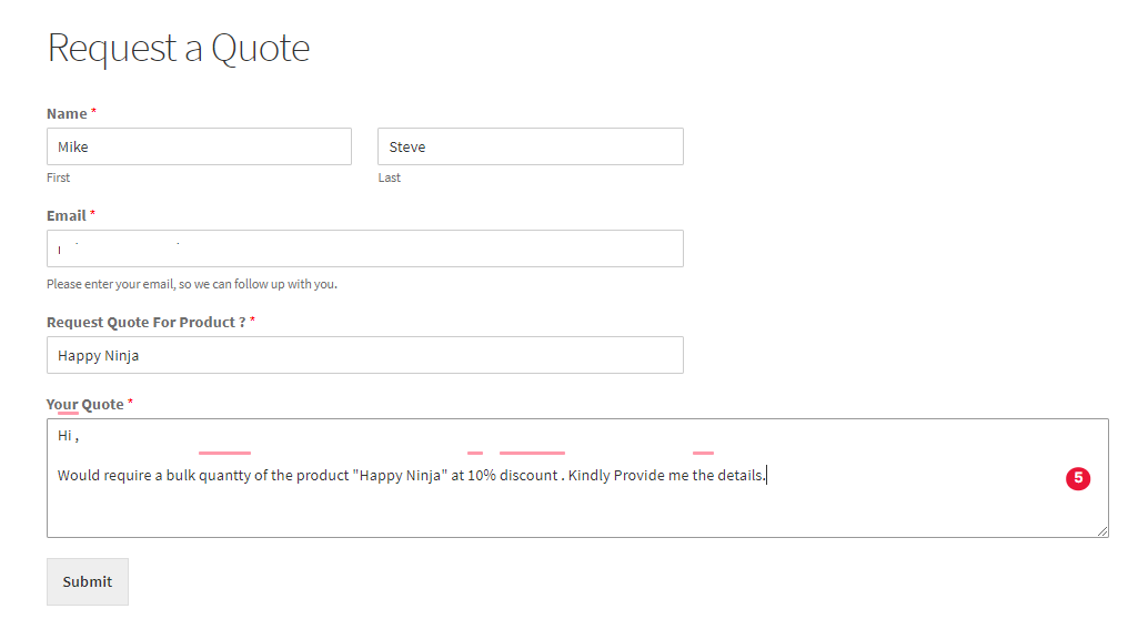 Easily create a Request a Quote form / Enquiry form for WordPress