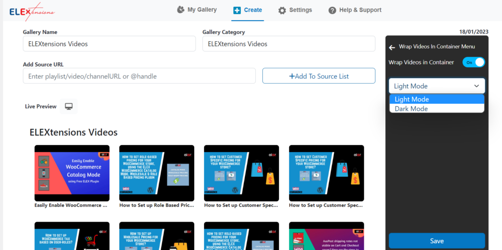 ELEX WordPress Embed YouTube Video Gallery - ELEXtensions