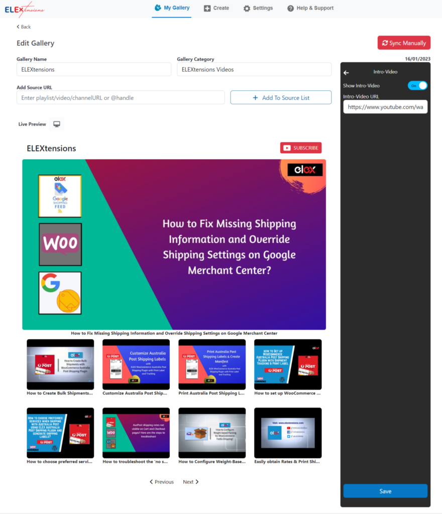 ELEX WordPress Embed YouTube Video Gallery - ELEXtensions